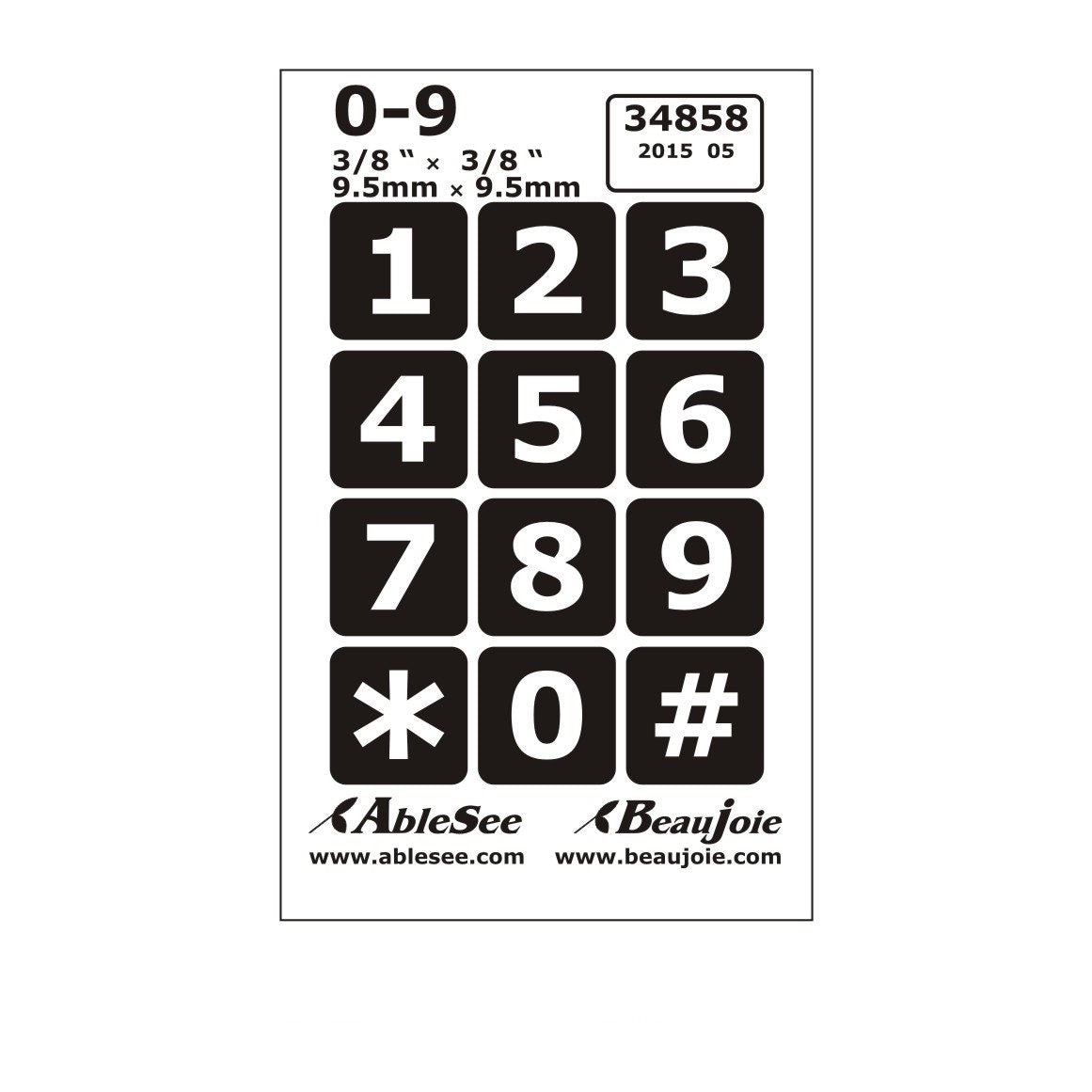 Adapted number stickers - White on black (small) - 34858 | AbleSee